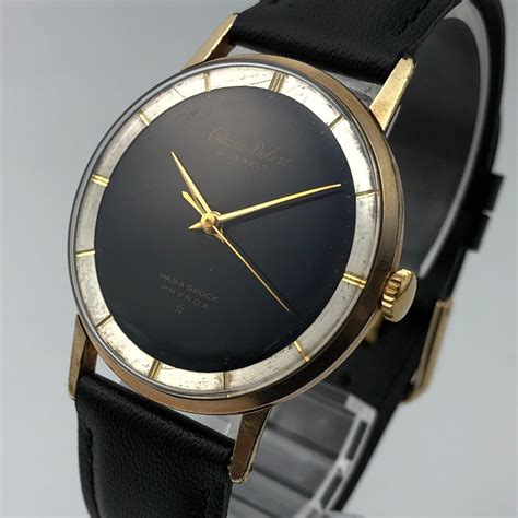 Vintage 1960 Citizen Deluxe Black Dial 14k Gold Fille Gem