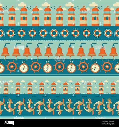 Maritime Pattern Vector Background Illustration Eps 10 Stock Vector