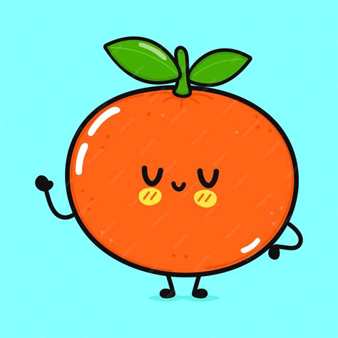 Leuke Grappige Mandarijn Zwaaiende Hand Premium Vector