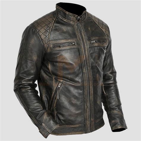 Men Brown Waxed Leather Jacket Classic Outdoor Style Umb Leather Shop