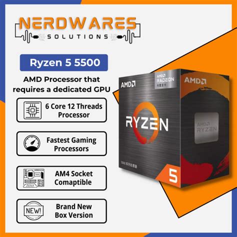 Amd Ryzen 5 5500 6 Cores 12 Threads Am4 Cpu Socket Gaming Desktop