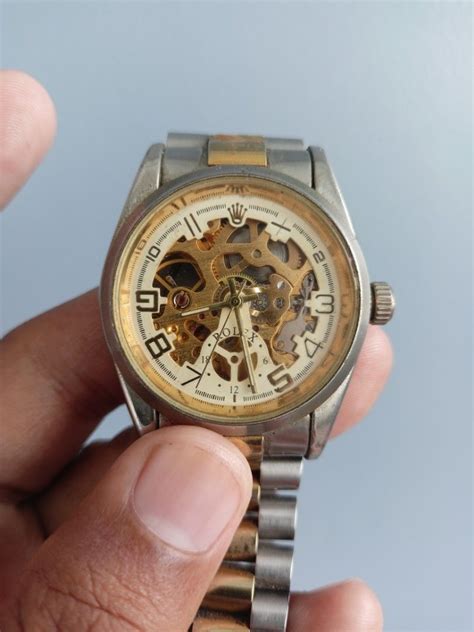 Original Genuine Rolex Skeleton Automatic Chain Watch On Carousell