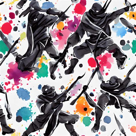 Watercolor Ninjas Pattern · Creative Fabrica