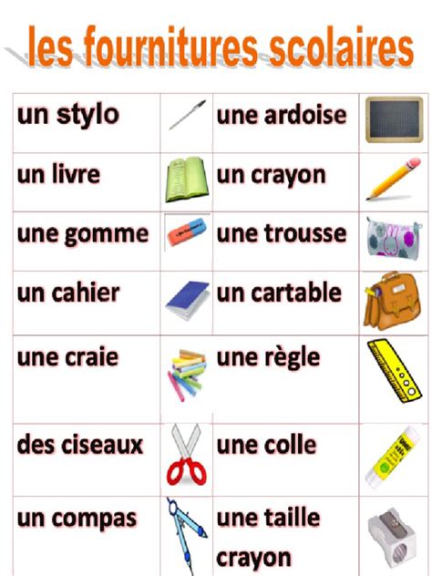 Fournitures Scolaires Pdf