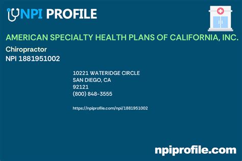 American Specialty Health Plans Of California Inc Npi 1881951002