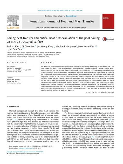 Pdf Boiling Heat Transfer And Critical Heat Flux Evaluation Of The Pool Boiling On Micro