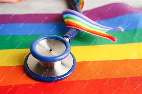 Premium Photo Lgbt Symbol Stethoscope With Rainbow Ribbon Rights And