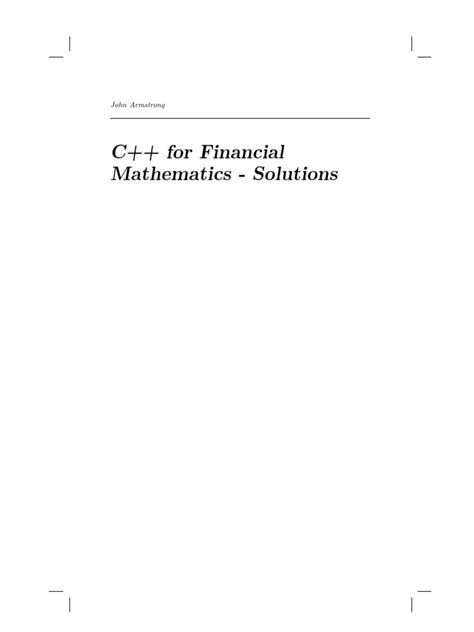 Solutions To Selected Exercises From C For Financial Mathematics Solutions Pdf Greeks