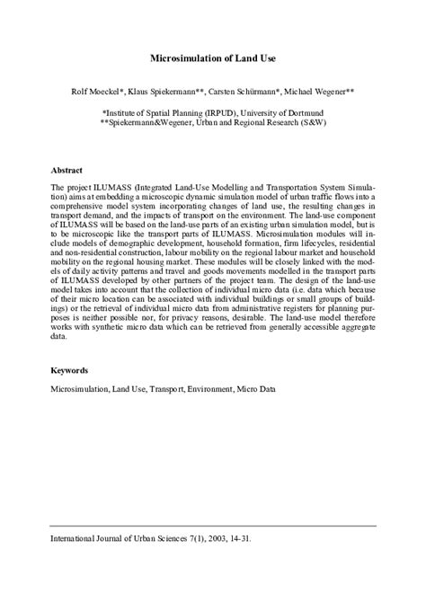 Pdf Microsimulation Of Land Use