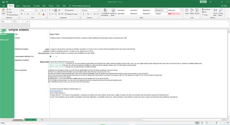 Balance Sheet Excel And Google Sheet Template Simple Sheets