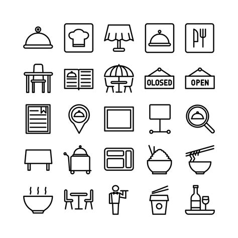 Restaurant Icon Set Vector Line For Website Mobile App Presentation Social Media Suitable For