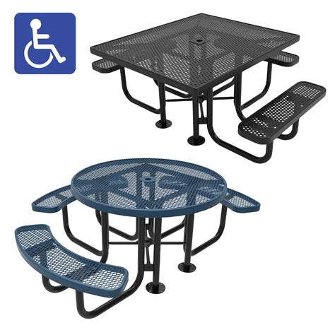 Ada Accessible Square And Round Outdoor Handicap Picnic Tables Coated Ada Accessible Square And Round Outdoor Handicap Picnic Tables Coated