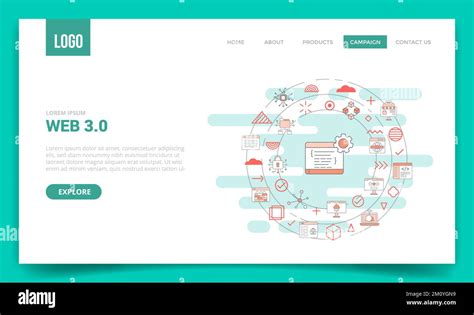 Web 3 0 Concept With Circle Icon For Website Template Or Landing Page Homepage Vector