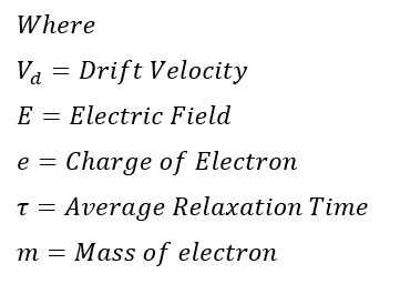 Drift Velocity Definition Formula Examples
