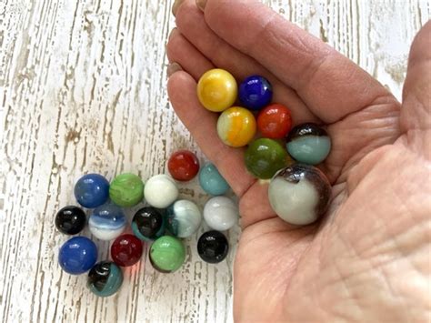 Vintage Glass Marbles 22 Multi Colored Marbles Vintage Etsy
