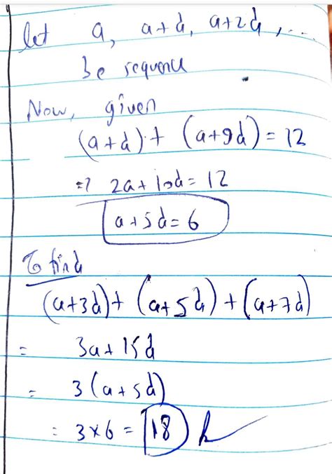 If The Sum Of Second And Tenth Terms Of Aritmetic Sequence Is Equal To