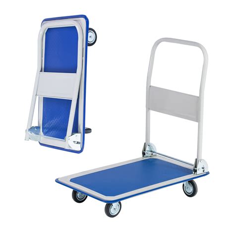 Fadidio Push Cart Dolly Dolly Cart Platform Truck Folding Foldable Flatbed Dolly Metal With