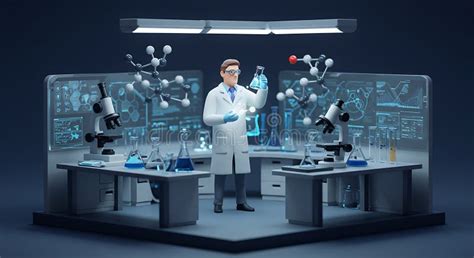 Scientist Analyzing Sample In Laboratory With Advanced Technology Setup Stock Illustration