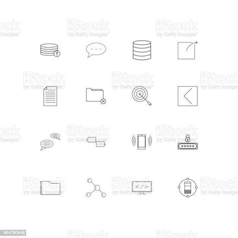 네트워크 및 데이터베이스 선형 얇은 아이콘 세트입니다 간단한 벡터 아이콘 설명 0명에 대한 스톡 벡터 아트 및 기타 이미지 0명 기포 디스크 Istock