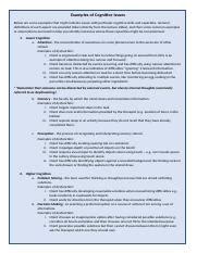 Examples Of Cognitive Issues Identifying Dysfunction In Course Hero