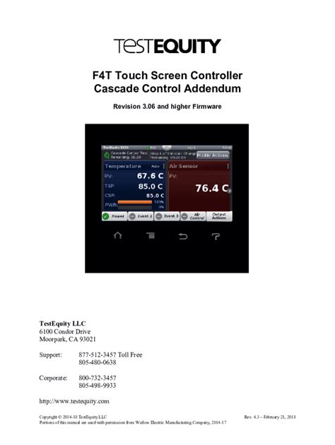 Fillable Online F4T Touch Screen Controller Cascade Control Addendum Fax Email Print PdfFiller