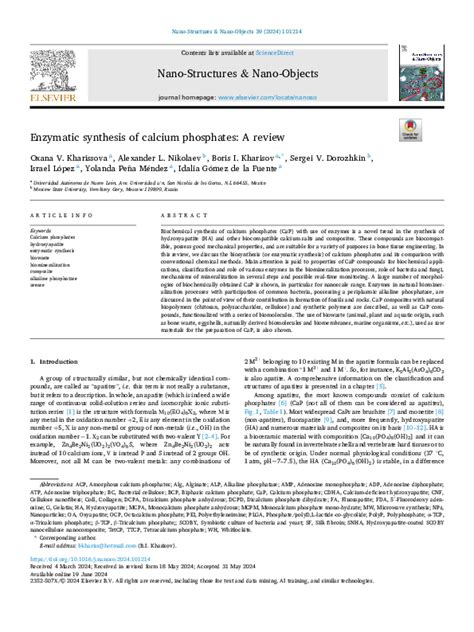 Pdf Enzymatic Synthesis Of Calcium Phosphates A Review
