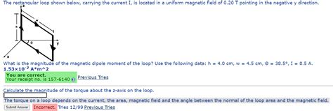 Solved The Rectangular Loop Shown Below Carrying The Chegg Com