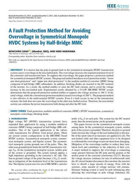 A Fault Protection Method For Avoiding Overvoltage In Symmetrical Monopole Hvdc Systems By Half