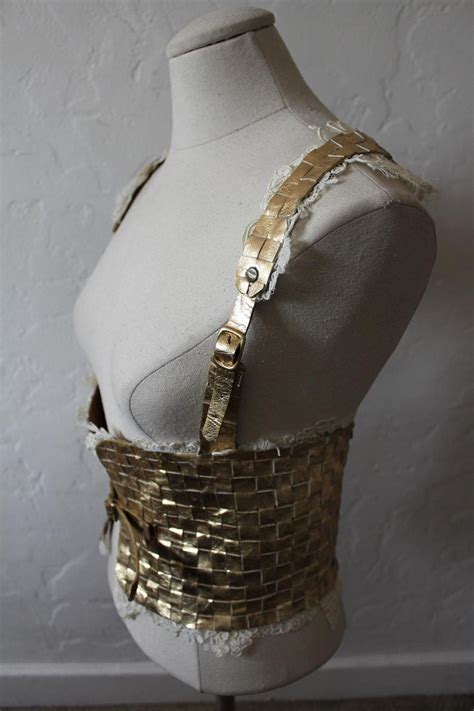 Artemis Harness Gold Lattice Leather And Vintage Lace Etsy