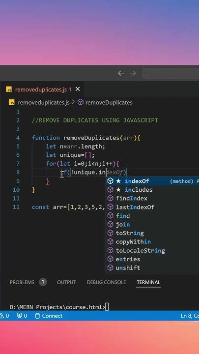 Remove Duplicates Using Js Shorts Youtube