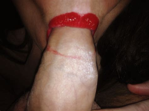 Red Lipstick Blowjob Giving Cock A Great Sucking And Licking Porn