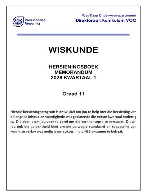 Wiskunde Graad 11 Hersieningsmateriaal Antwoorde Pdf