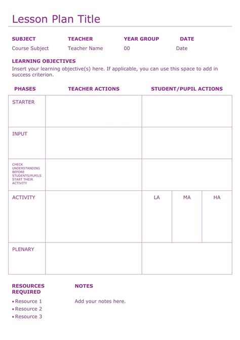 Special Education Lesson Plan Template Pdf