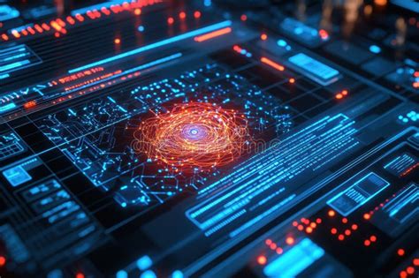 Dynamic Digital Visualization Of Interconnected Data And Networks In Vibrant Colors Stock