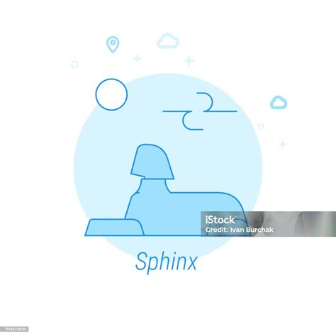 기자의 큰 스핑크스 이집트 평면 벡터 일러스트 레이 션 아이콘입니다 밝은 파란색 단색 디자인입니다 편집 가능한 스트로크 개성