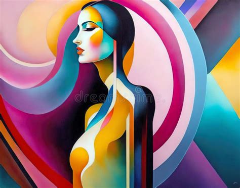 Artistic Geometric Abstraction Ai Cubism Art Stock Illustration Illustration Of Purple Pose