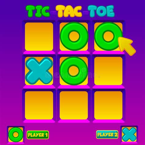Tic Tac Toe Ui With Arow Cursor Board Logic Game For Your Game Development Ui Stock