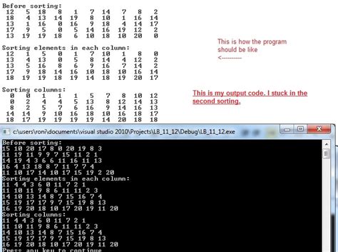 Arrays Sorting Columnscomparison Lexicography In Matrix C Stack