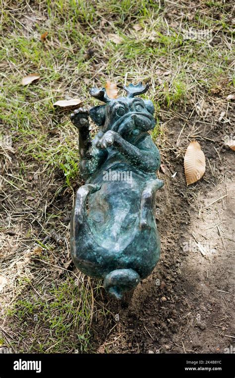 Life Size Bronze Forest Pug Art Figure Of The Humourist Loriot Artist Clara Walter