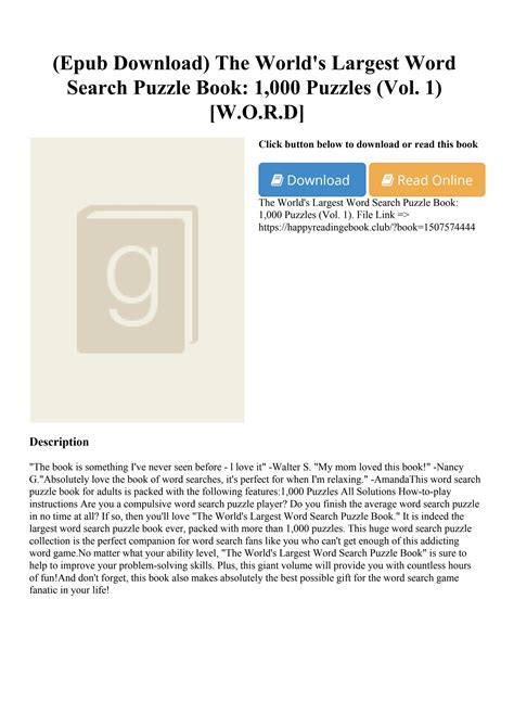 Epub Download The Worlds Largest Word Search Puzzle Book 1 000