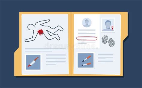 Opened Crime Investigation File Folder Evidence File Folder Stock Vector Illustration Of