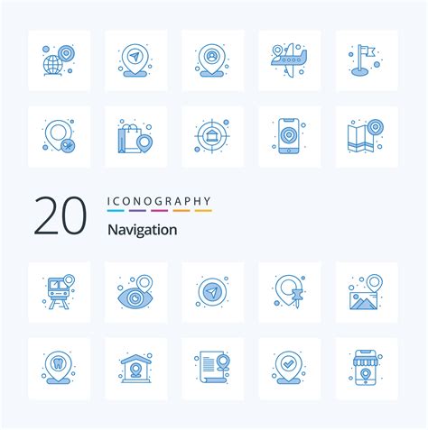 Navigation Blue Color Icon Pack Like Map Gallery Pointer Pin Location Vector Art At