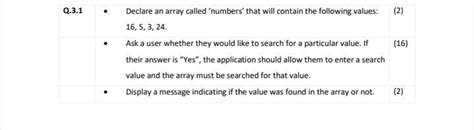Q Declare An Array Called Numbers That Will Chegg Com