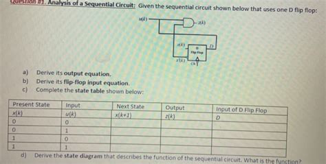 Solved 14 20 Question 1 Analysis Of A Sequential Circuit