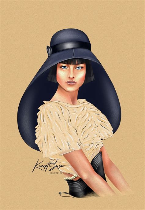 Девушка в шляпе в стиле Мода Мода и красота Полиграфия на