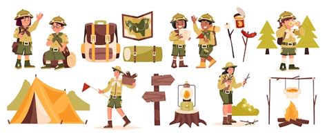 Premium Vector Scout Set In Flat Design