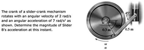 SOLVED Solve Using Relative Motion Analysis The Crank Of A Slider Crank Mechanism Rotates With