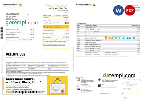 Australia Commonwealth Bank Statement Word And PDF Fake Template Pages Faketemplate Ru