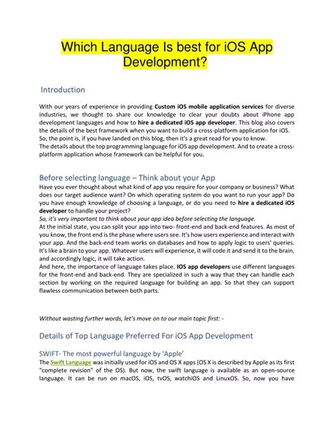 Ppt Which Language Is Best For Ios App Development Powerpoint