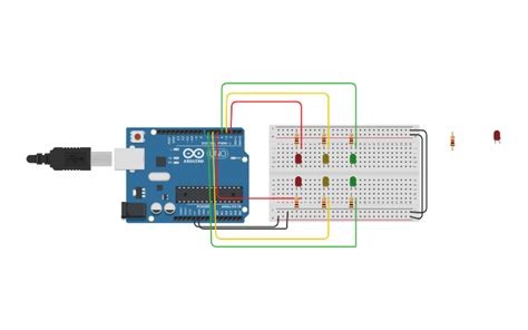 Circuit Design Semáforo Doble Tinkercad